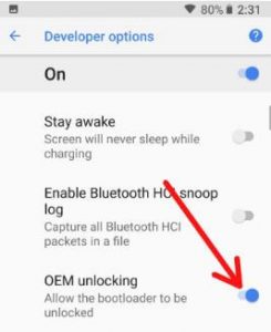 How to enable OEM unlocking in android 8 Oreo: Unlock bootloader