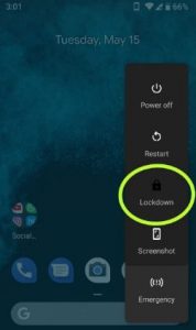 How to use lockdown in android P 9.0 Power menu