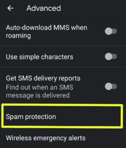How to enable spam protection in Android messages