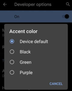 How to change accent color in Android Q 10 device