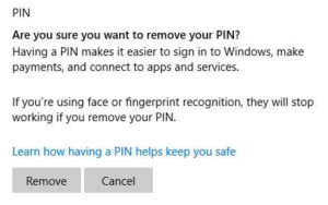 How to remove Windows 10 Sign in pin using Windows settings