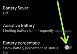 How to enable battery percentage on Android 10 status bar